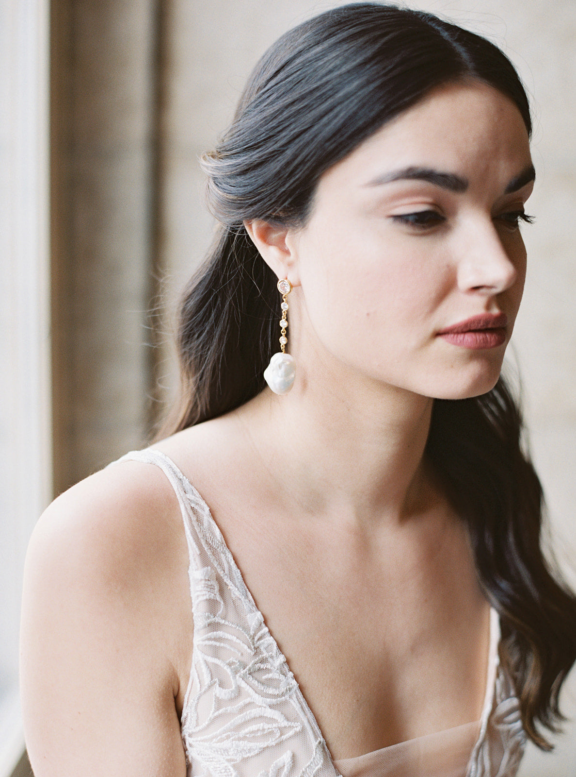 Baroque pearl drop earrings store